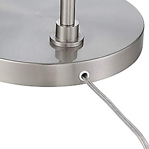 Possini Euro Design Piccolo Modern Floor Lamp with Tray End Table 60 1/2" Tall Brushed Nickel Silver Tempered Glass White Cylinder Shade Decor for Living Room Reading House Bedroom Office