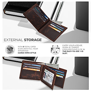 Mens Slim Wallet | Minimalist Brown Leather Fabric | Rfid Blocking | Bifold Credit Card Holder | Gifts For Men