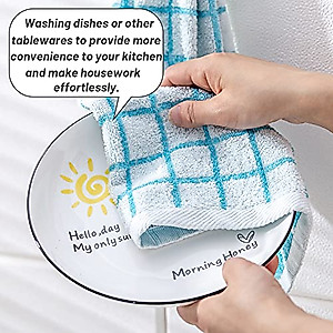 Gemto 2 Pack Hanging Hand Towels 100% Cotton Kitchen Towels, Quick Dry Hanging Tie Towels Soft Breathable Water Absorbent Dish Wipe Cloth for Kitchen, Bathroom, Blue