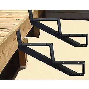Steel Stair Step Riser - Stair Frame - 2 Step for Deck Height 19.2 Inches Stair Stringer Step Stringer Square Metal Stair Stringer Frame Hanger Bracket Support Outdoor Steps Mobile Home Stairs
