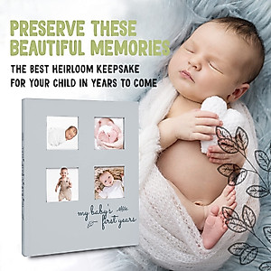 Baby Memory Book First 5 Years Journal And Baby Handprint Footprint Keepsake Kit Bundle - All Family, LGBT, Single Mom Dad, Adoptive - Baby Prints Photo Frame for Newborn