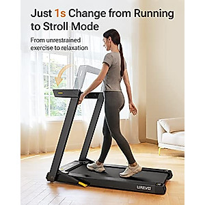 Walking Pad Treadmill, UREVO 3 in 1 Under Desk Walking Treadmill with Stroll Mode, 2s Folding Treadmill for Home Office with Remote & Grip Handle
