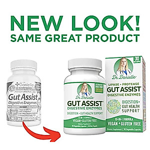 Gut Assist Digestive Enzymes Supplement to Aid in Breaking Down Proteins, Fats, and Carbohydrates for Digestion, Vegetarian Formula for Better Digestion & Lactose Absorption with Amylase & Protease