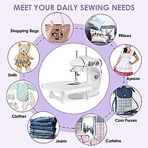 Portable Sewing Machine with Extension Table and Light,Mini Sewing Machine with Upgraded,Two Threads Double Speed Double Switches,Electric Sewing Machine Easy to Use for Kids,Beginners and DIY