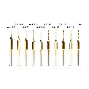 HUHAO Cobalt PCB Drill Bits 1/8 Shank Micro Twist Mini Drill Bits for Print Circuit Board with 0.2-1.1mm Cut Diameter