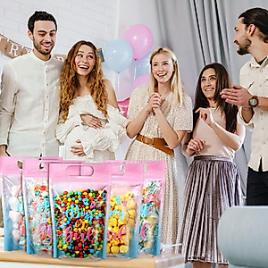Capoda 50 Pcs Boy or Girl Zip Lock Bags Gender Reveal Sealing Pouches with Handles Blue Pink Baby Shower Plastic Bag for Gender Reveal Party Gift Wrap(Boy or Girl)