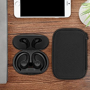 Geekria Shield Earbuds Case Compatible with Tribit MoveBuds H1 Wireless Bluetooth Earbuds Case, Replacement Hard Shell Travel Carrying Bag with Cable Storage (Black)