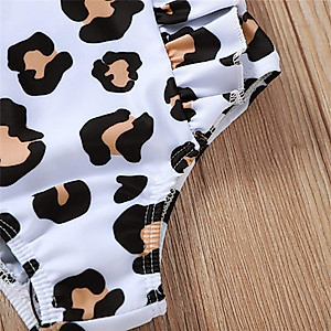 MODNTOGA Toddler Baby Girls Swimsuit Backless Ruffle One-Piece Swimwear Bathing Suit Tankini (Leopard, 110(3-4T))