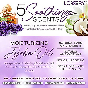 Birthday Gifts Deep Conditioning Foot Masks, 5pc Exfoliating Foot Peels, Coconut Aloe, Honey, Lavender, Vanilla, Moisturizing Shea Butter & Jojoba Oil, Gifts for Women Men Anniversary Birthday Friend