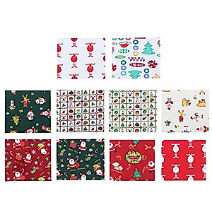 MILISTEN 6pcs Christmas Cotton Fabric Xmas Theme Quilting Cloth Piece Fat Patchwork Bundles Quarters Precut Scraps for Xmas Dress Cloth Bag DIY Sewing Craft 20x25cm Random Pattern