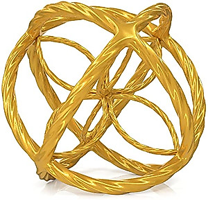 Metal Decorative Sphere for Home Decor - Trendy Gold, Hand Painted, Modern Decorative Balls for Living Room, Bedroom, Kitchen, Bathroom, Office - Table Decorative Orbs for