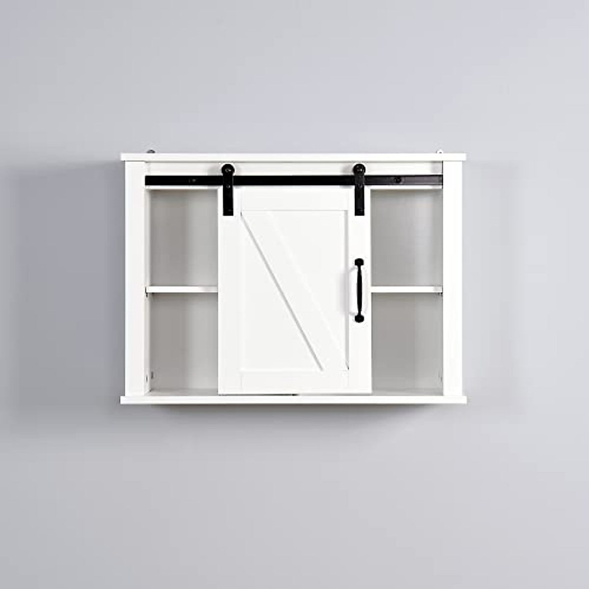 HBRR 27x19 Inch Wall Mount Bathroom Medicine Cabinet with 2 Adjustable Shelves & Barn Door, White, 27.16 "Lx7.8 0" Wx19.68 H