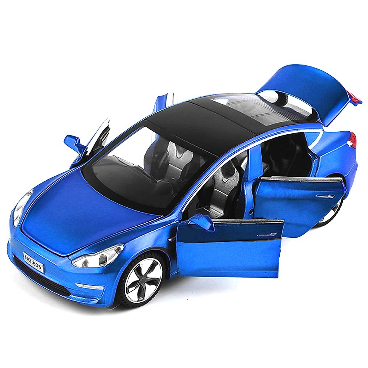 Model 3 Toy Car 1:32 Scale Alloy Car Model 3 Diecast & Pull Back Toy Vehicles Car Toy for 3 to 12 Years Old Toddlers Kids Toy Gift - with Lights and Music (Blue)