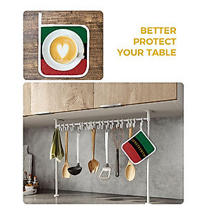 5Pack Pot Holders Cotton Heat Resistant Oven Hot Pads, American Juneteenth Potholder Machine Washable Cloth Potholders for Daily Kitchen Baking and Cooking with Hanging Loops - Red Black Green Stripe