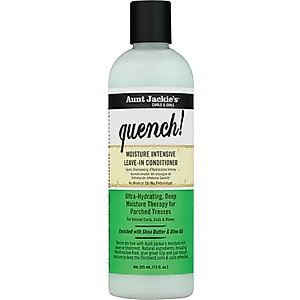 Aunt Jackie's Curls and Coils Quench Moisture Intensive Leave-In Hair Conditioner for Natural Curls, Coils and Waves, Enriched with Shea Butter, 12 oz
