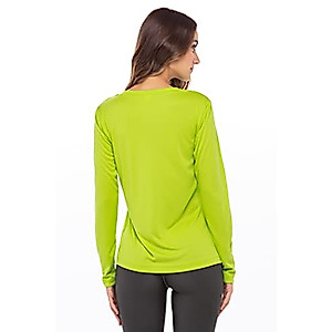 Animal Den Women's Long Sleeve Moisture Wicking Athletic Shirts UP F50+ UV Rash Guard Sun Protection Lime-L
