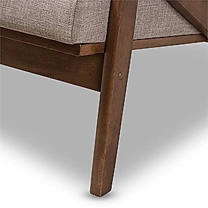 Baxton Studio Bianca Tufted Loveseat in Light Gray and Walnut Brown