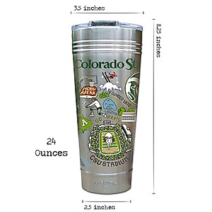 Catstudio Colorado State University Collegiate Thermal Tumbler | Triple Wall Insulation With Non Slip Bottom | Great College Travel Cup for Water, Coffee, Tea, or Smoothies