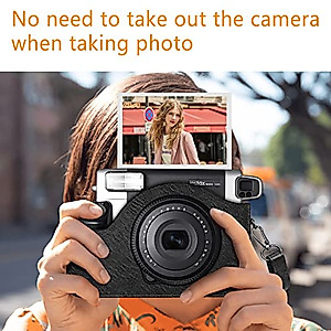 Fintie Protective Case for Fujifilm Instax Wide 300 Instant Film Camera - Premium Vegan Leather Bag Cover with Removable Strap, Vintage Black