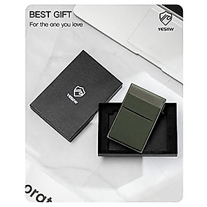 YESIIW Slim Card Holder Wallet - Minimalist Pop up Wallet for Men RFID Blocking with Money Pocket | Metal Wallet Card Case Green