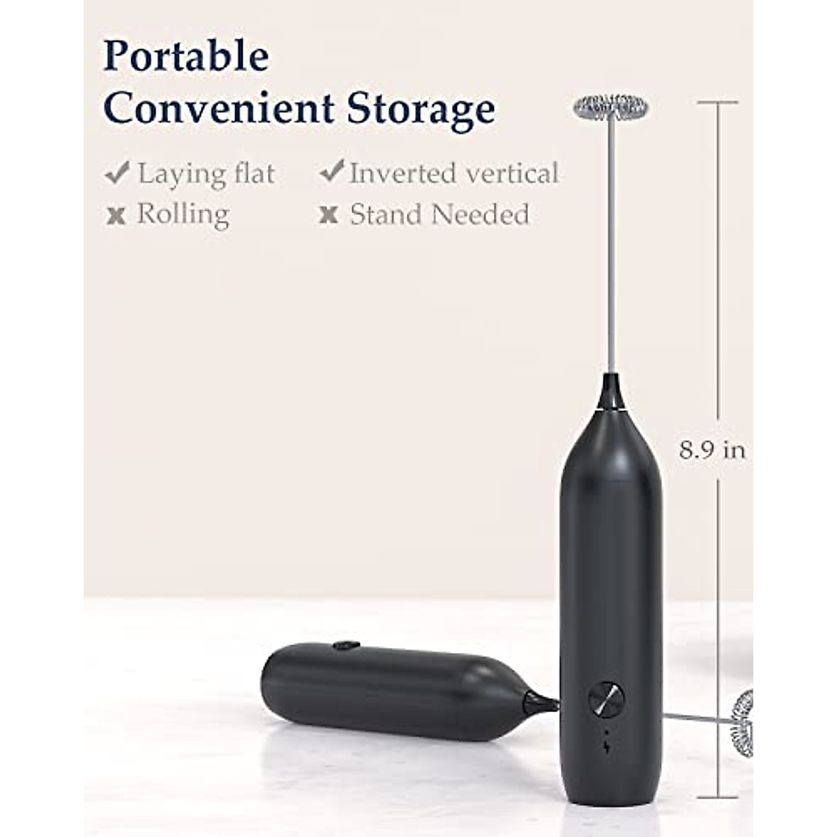 COKUNST Electric Milk Frother Handheld Rechargeable USB C, Powerful Milk Foamer Frother, Mini Drink Mixer Electric Handheld, Durable Whisk Coffee Milk Frother for Cappuccino, Latte, Hot Chocolate