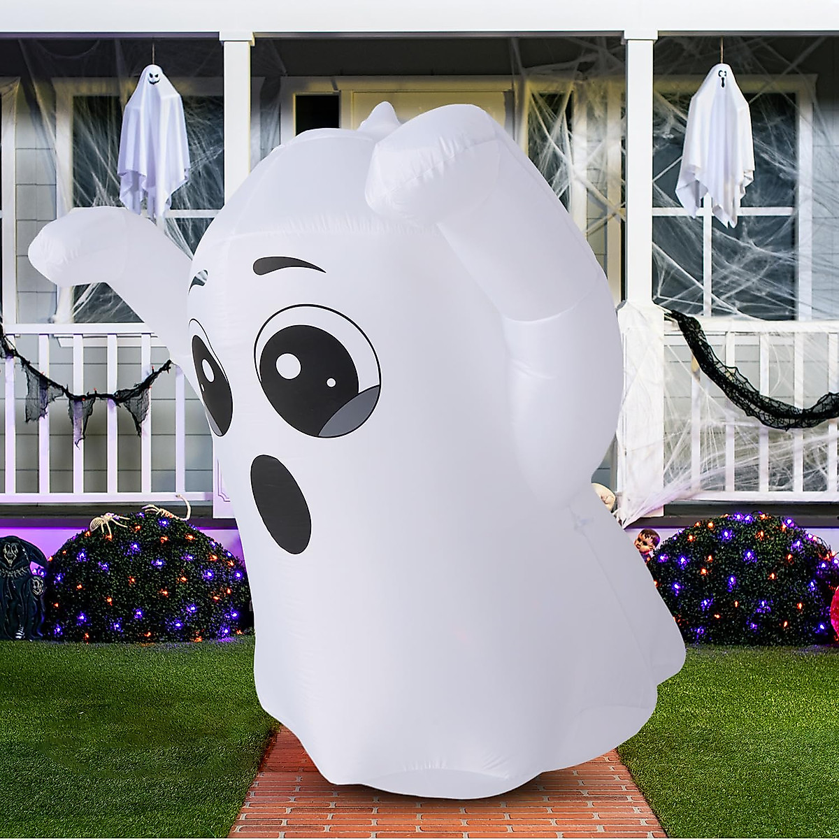 Halloween Inflatable Ghost Decor - 5 Ft with Colorful Lights