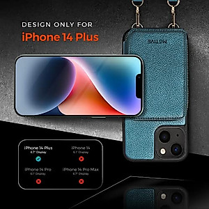MOTIVE for iPhone 14 Plus Wallet Case Designed in New York, Crossbody Phone Case for Apple iPhone, Zipper Purse Case Wallet with RFID Blocking Card Holder | 6.7" Color Blue Teal - Fancy Series
