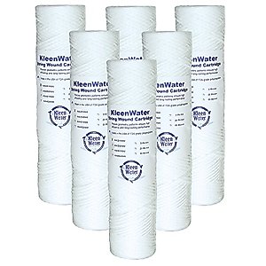 KleenWater KW2510SW Replacement String Wound Water Filters Cartridges, Dirt Rust Sediment Filtration, Made in USA, Set of 6