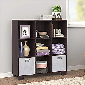 HSDT 13 inch Storage Cubes Bins Grey White Fabic Storage Cubes Inserts Foldable Cloth Storage Boxes Collapsible Storage Baskets Drawer for Cube Organizer ,QY-SC07-6