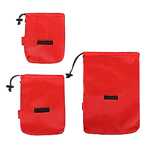 REDCAMP Stuff Sack Set of 5, Lightweight Mesh Nylon Drawstring Storage Bag Pouch for Travelling Hiking Red