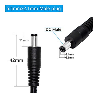 GINTOOYUN DC to DC Cable,3FT 18AWG DC 5.5MM x 2.1MM Male to Male Plug Power Adapter Cable for LED, CCTV, Car, Monitors,etc(2 Pcs)