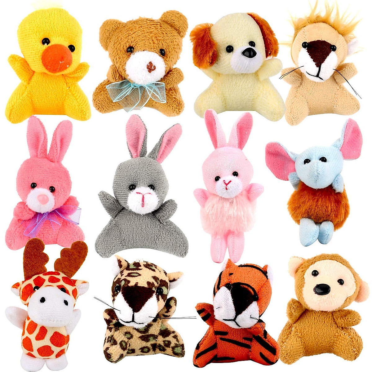 UFUNGA 12 Pack Prefilled Easter Eggs with Animal Plush 3.15Inch Plastic Easter Eggs for Easter Hunts, Basket Stuffers