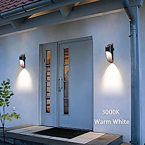 DILIN Solar Motion Sensor Outdoor Wall Light, IP65 Waterproof LED Modern Wall Sconce for Porch, Garden, Patio, Front Door, Cordless, Black, 3000K