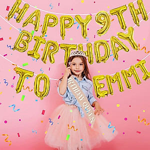 76pcs Happy Birthday Balloon Banner, Gold Balloons Letters, Personalized 16" Mylar Foil Birthday Decorations includes 2 Sets A- Z, 1 set Number 0-9 and "HAPPY BIRTHDAY" letters (with Balloon Pump)