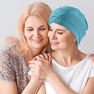 Coume 6 Pcs Slouchy Turban Hats Cancer Headwear Cancer Sleep Cap Lightweight Stretchy Turban Head Wrap Head Covering, 6 Color (Vivid Color)