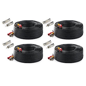 Tonton 4K 8MP 5MP 4-Pack 100 Feet 30 Meters Pre-Made All-in-One BNC Cables for Security Camera System,CCTV, DVR, Surveillance System, with BNC Connectors and RCA Adapters