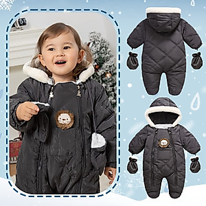 XIFAMNIY Baby Girls and Boys Lion Snowsuit Winter Outfit Outwear Hooded Footie Jumpsuit