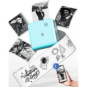 Memoking Inkless Bluetooth Printer - HD 300dpi Photo Sticker Printer Machine Mini - M02 Pro Thermal Mini Printer for Pad&Phone - 2" Mini Sticker Maker Machine Printer for Memo,Photo,DIY,Fun,1D/QR,Logo