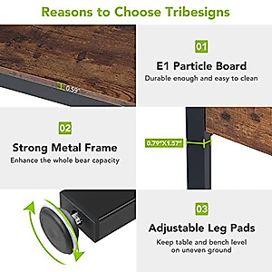 Tribesigns 63 Inch Large Dining Table Set for 4 to 6, Kitchen Breakfast Table with 2 Benches & Sided Drawer, 3-Piece Modern Industrial Bar Table Furniture for Dining Room, Rustic Brown & Black