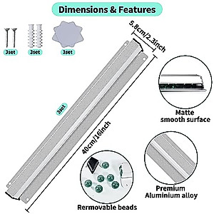Gtouse 6PCS Restaurant Ticket Holder Set, Including 3 Aluminum Slide Check Racks and 3 Stainless Steel Ticket Stabber Receipt Holder Spike, Desk Receipt Holder for Cafes Kitchen (Silver, 16 Inch)