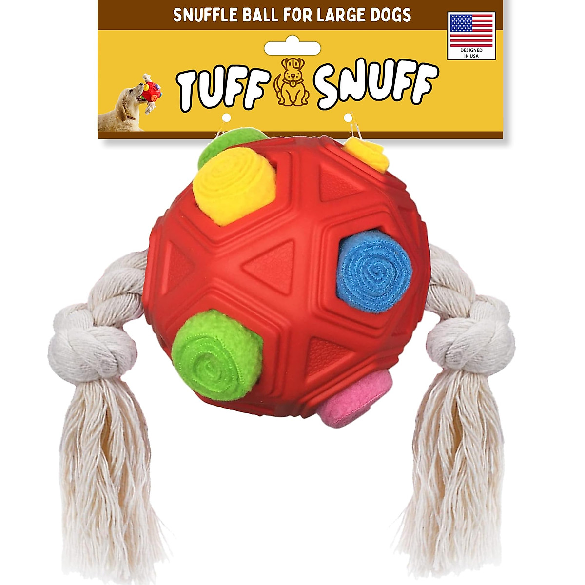 Tuff Snuff Snuffle Ball - Durable Treat Ball for Dogs, Puzzles for Smart Dogs, for Large, Medium, Small Dogs, Enrichment Toys, Interactive Dog Toys to Keep Them Busy