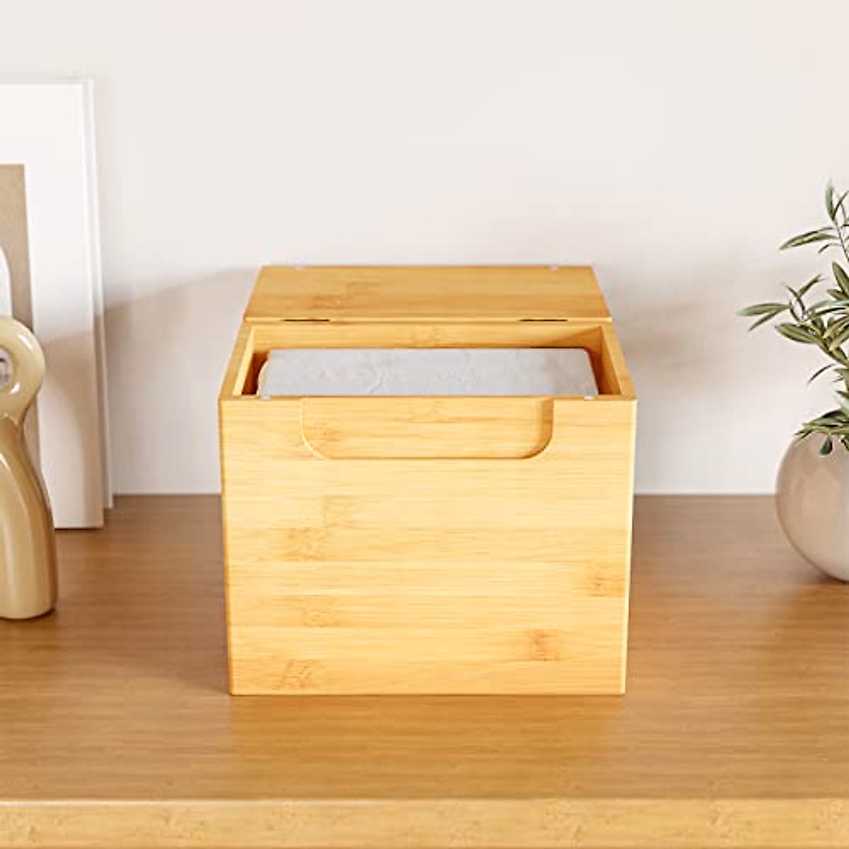 SpaceAid Dryer Sheet Holder with Lid and Labels, Laundry Softener Dryer Sheets Dispenser for Home Laundry Room Farmhouse Decor, Organization and Storage, Bamboo Box Container Organizer