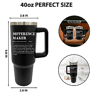Difference Maker Gift 40oz Tumbler Thank You Gifts Water Bottle Employee Appreciation Gifts Travel Coffee Mug Stainless Steel Vacuum Insulated Thermal Cup for Teacher Supervisor Leader Birthday