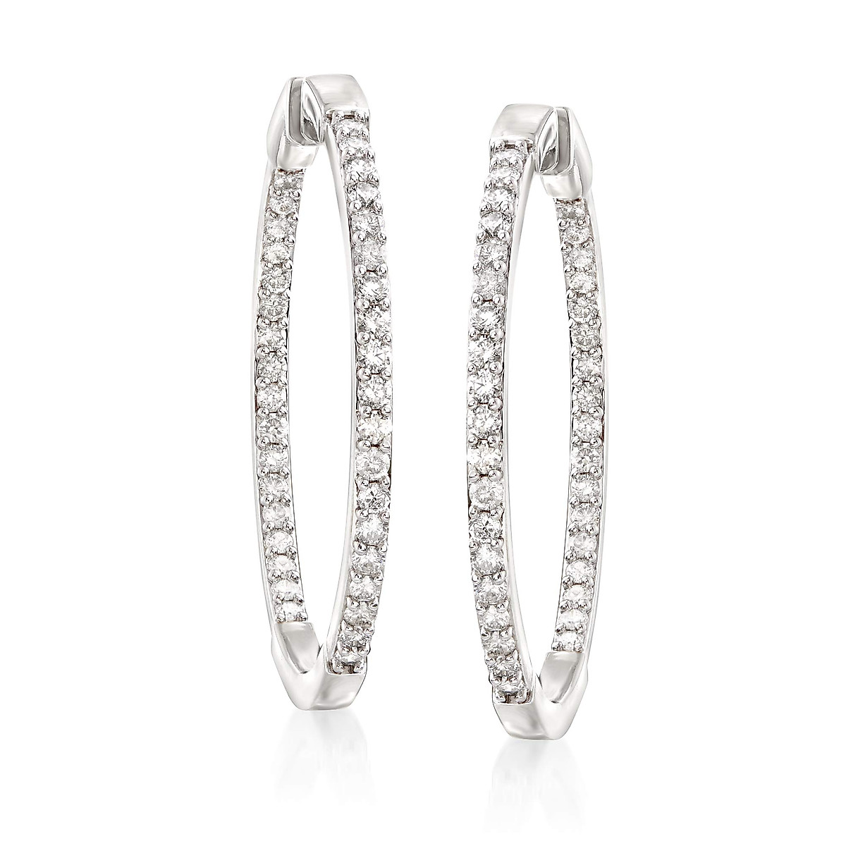 Ross-Simons 2.00 ct. t.w. Diamond Inside-Outside Hoop Earrings in Sterling Silver