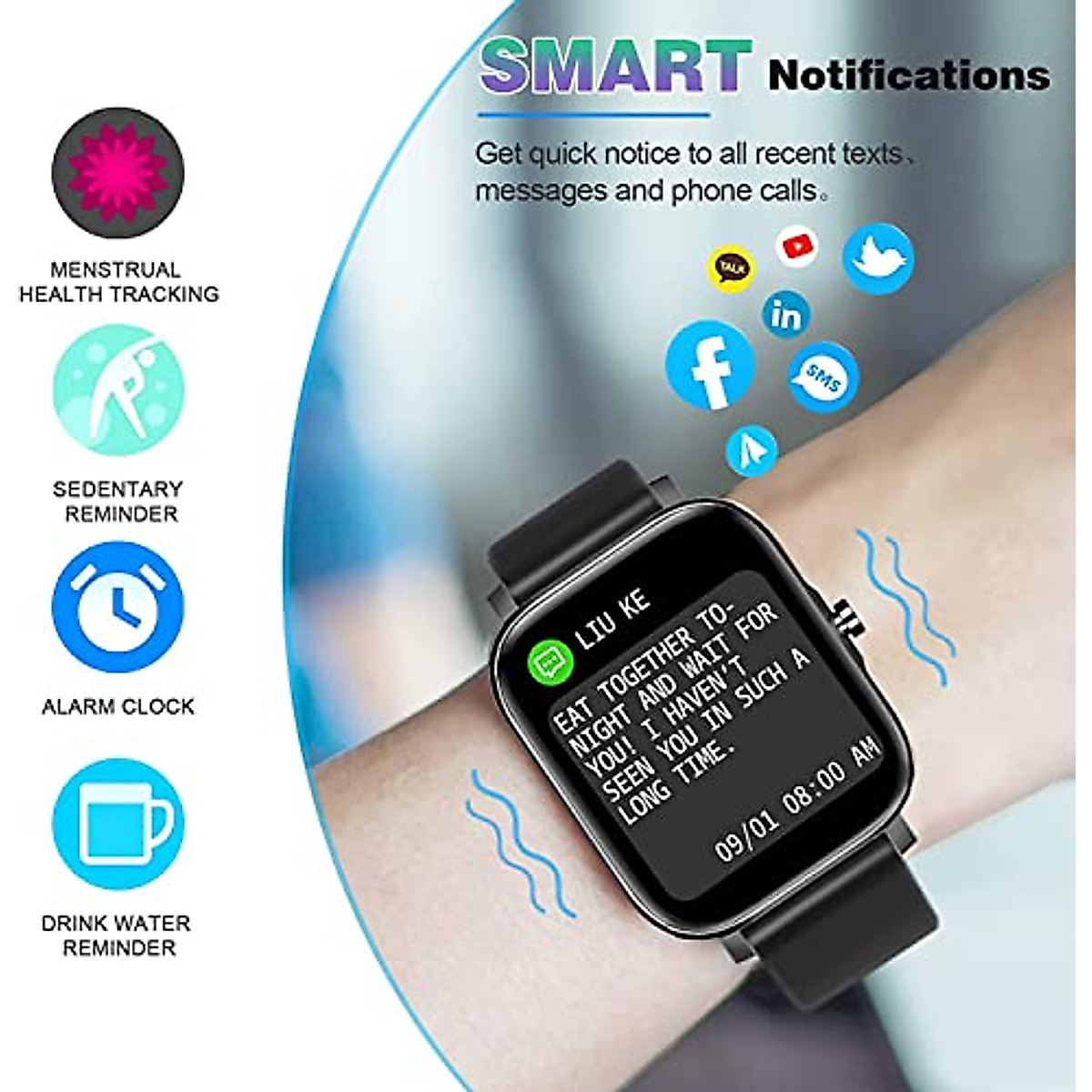 chalvh Smart Watch, 1.69-Inch Touch Screen Smart Watches for Men Women, 12 Sports Modes Activity Tracker with Sleep and Heart Rate Monitor, IP68 Waterproof Fitness Watch for Android iOS