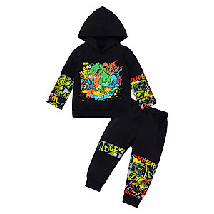 MIGU Toddler boy clothes 3T-4T Boys Clothes Winter Outfits with Dinosaur Clothes For Boys Hoodie Boy Sweatsuit + Dinosaur Pants 2PCS Set