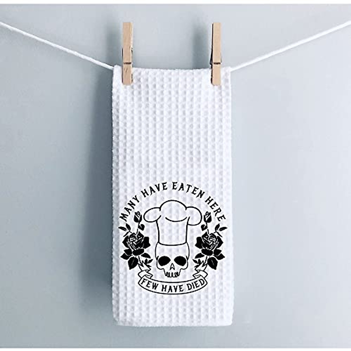 WCGXKO Funny Kitchen Towels Many Have Eaten Here Few Have Died Cute Housewarming Gift Novelty Dish Towel (Few Have Died Towel)