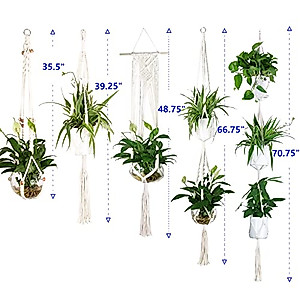 JES&MEDIS 5-Pack Macrame Plant Hangers with 5 Hooks, Different Tiers, Handmade Cotton Rope Hanging Planters Set Flower Pots Holder Stand, for Indoor Outdoor Boho Home Decor