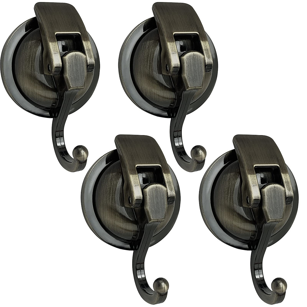 YSSILADI Suction Cup Hooks Heavy Duty Vacuum Suction Shower Hooks Glass Suction Cup Hooks Bathroom Robe Hooks Reusable, No Hole Punched, for Garland Decoration (Bronze, 4 Pack)