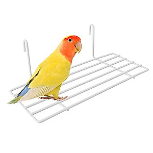 PATKAW Cage Platform 2 Pack Metal Bird Perch Grid Wall Shelf Wire Basket Shelf Rack Birdcage Stands for Parakeets Cockatiels Parrot Stand